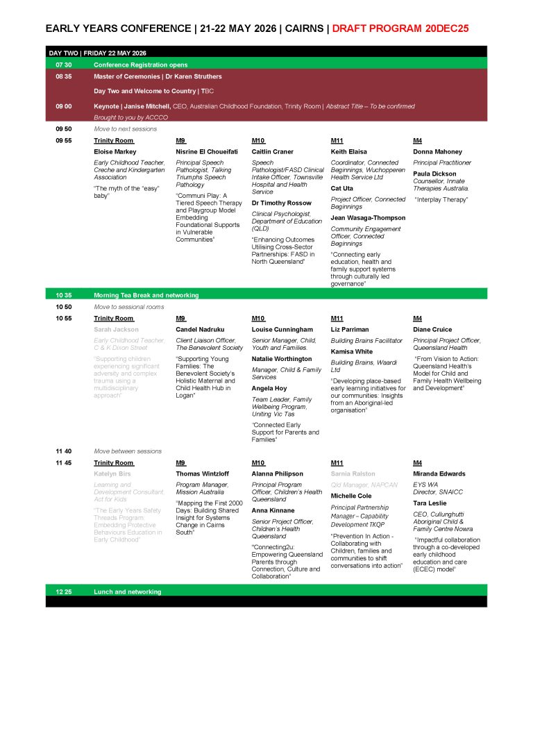 2026 Program – Early Years Conference